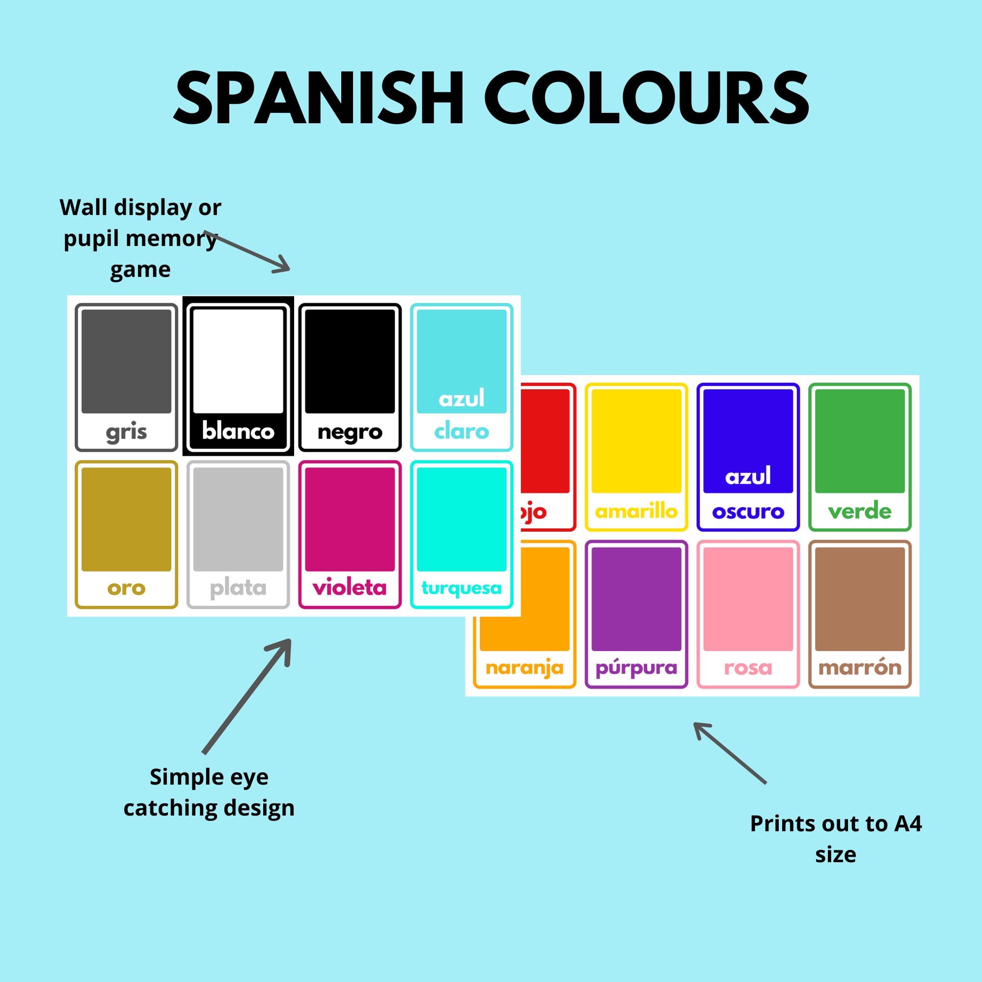 Spanish Colour Mini Flashcards Classroom Teacher Printable - Etsy