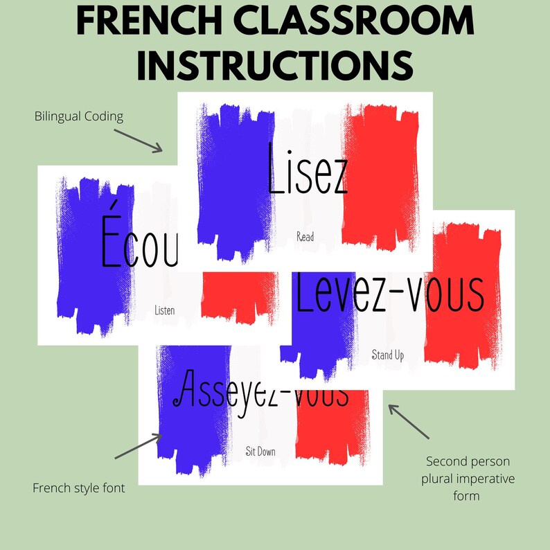 French Classroom Instructions Wall Display Flashcards - Etsy