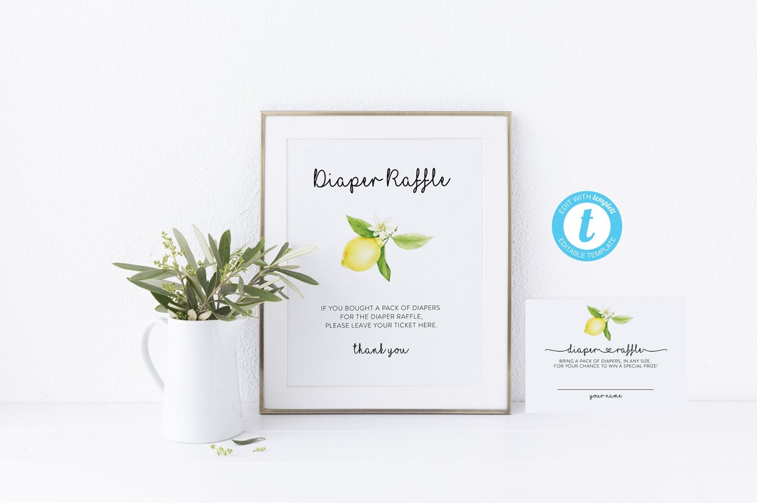 Lemon Diaper Raffle Ticket Printable, Main Squeeze Baby Shower Game ...