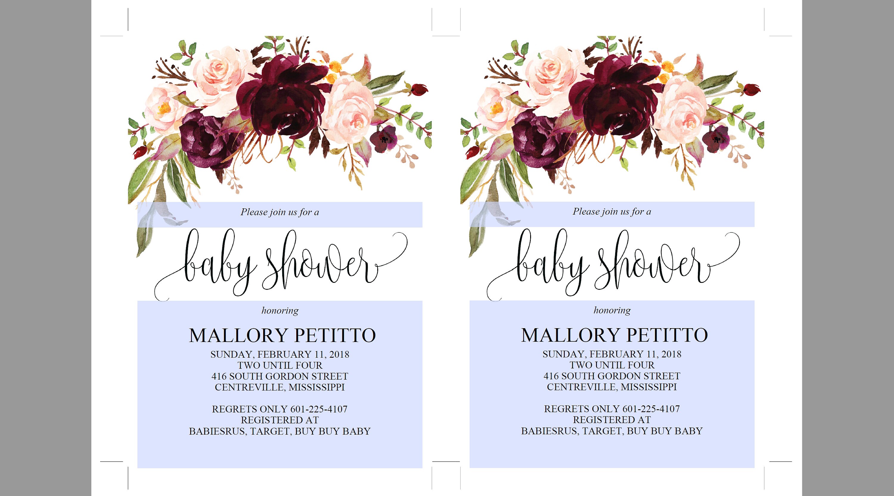 Printable Baby Shower Invitation Template, Baby Shower Invite, Baby ...