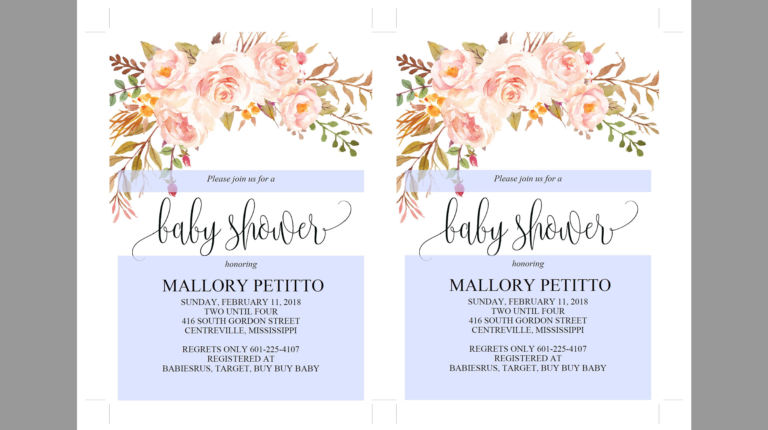 Printable Baby Shower Invitation Template, Instant Download, Baby ...