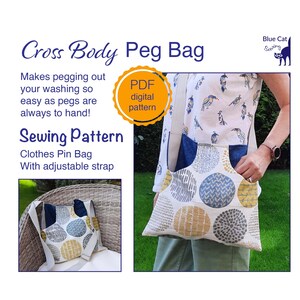 Peg Bag Sewing Pattern PDF, Cross Body Bag, Clothes Pin Bag, Large ...