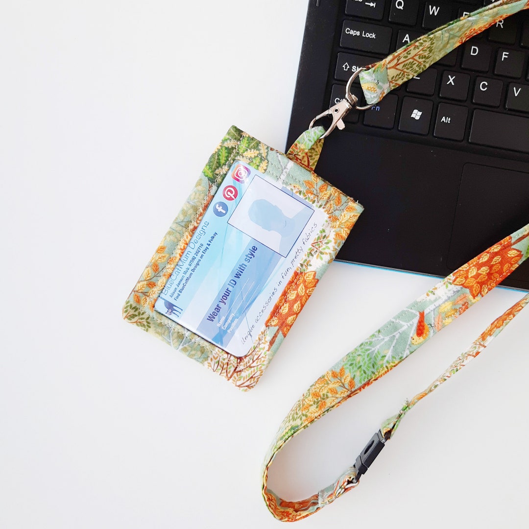 Lanyard ID Holder, Badge Holder Fabric Neck Strap, Handmade Horizontal ...