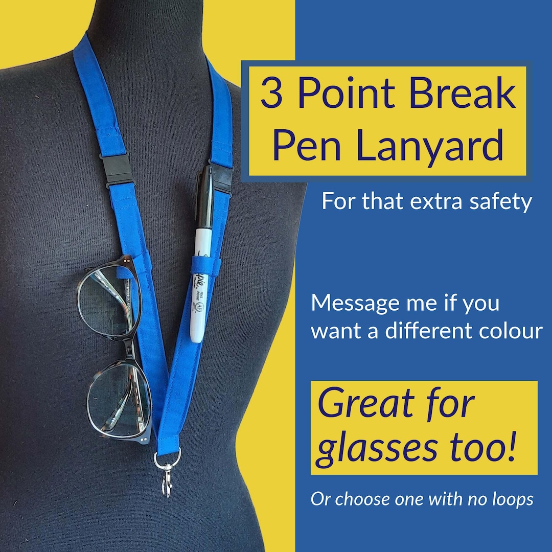 Triple Break Lanyard, 3 Point Break: Blue Breakaway Lanyard With Pen ...