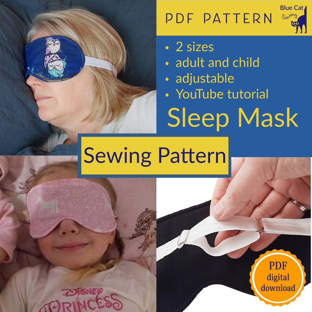 Sleep Mask Sewing Pattern, PDF Instant Download, Adjustable Eye Mask ...