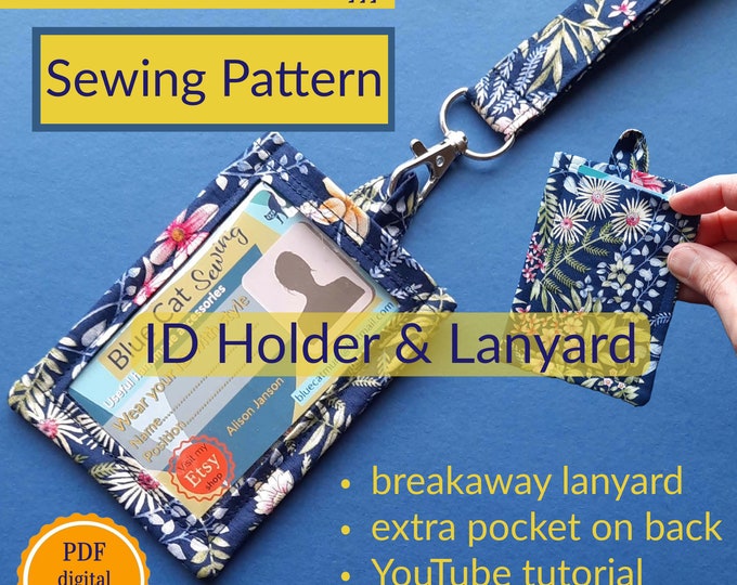 ID Card Lanyard Sewing Pattern, PDF Instant Download, ID Badge Holder ...