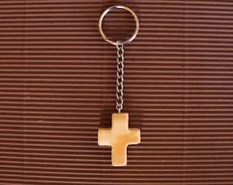 Wooden cross keychain | Etsy