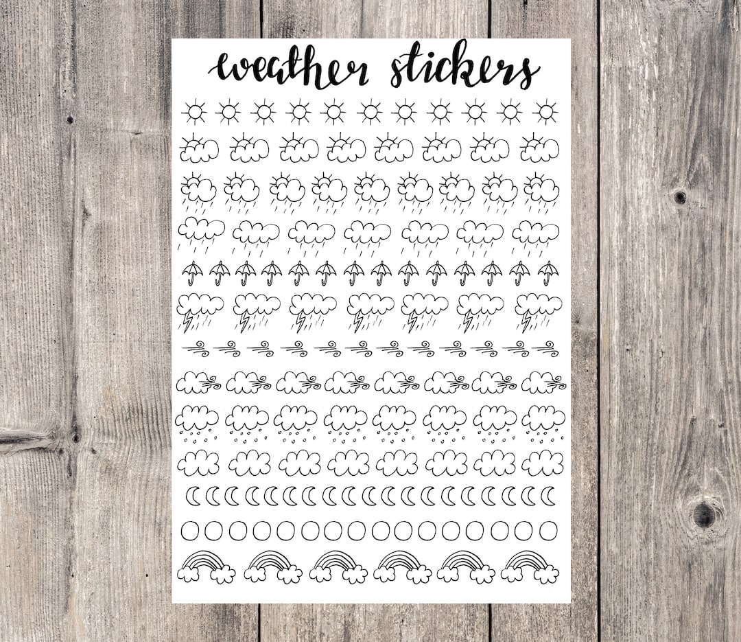 Weather Stickers Printable Bullet Journal Planner - Etsy
