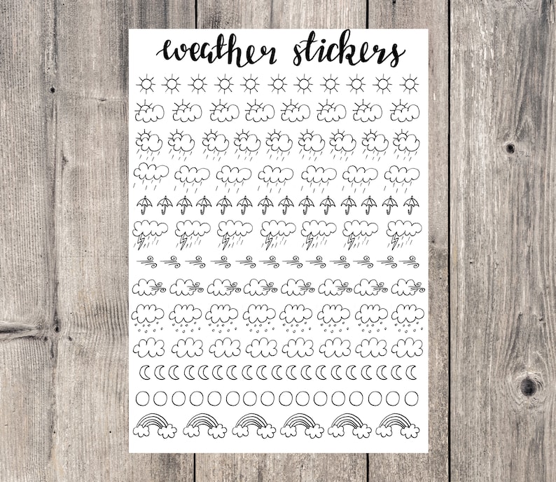 Weather Stickers Printable Bullet Journal Planner - Etsy