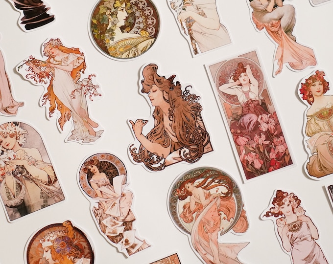 Alphonse MUCHA ~ Stickers ~ Classical Art Stationery ~ Art Nouveau ...