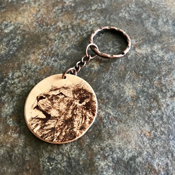 Lion Keychain Engraved Lion Keyring Engraved Lion Gift for | Etsy