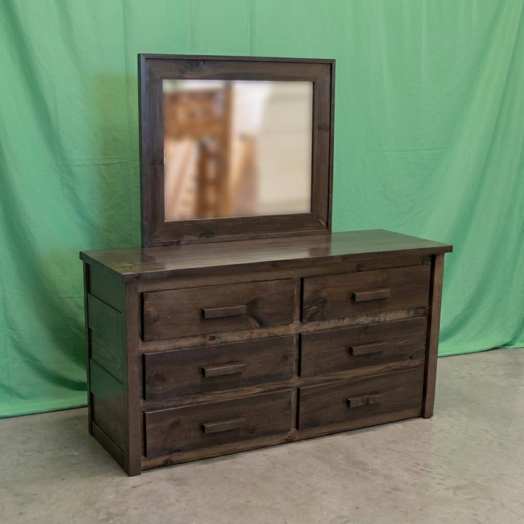 Rustic Solid Wood Dresser With Mirror ~ 6 Dovetail Drawers | Amish ...