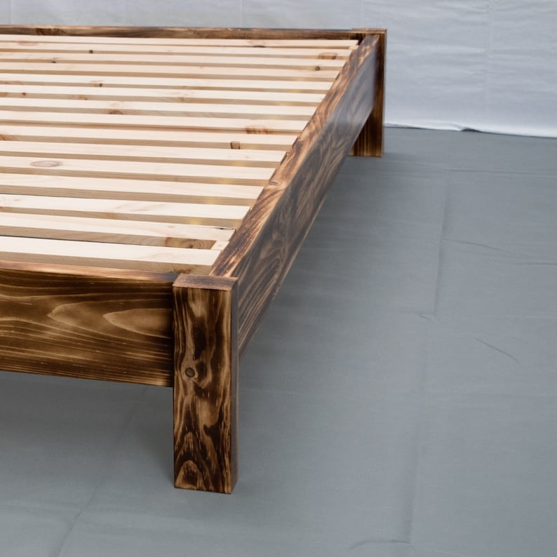 Handmade Platform Bed Frame ~ Queen ~ Torched | Solid Wood | Amish ...