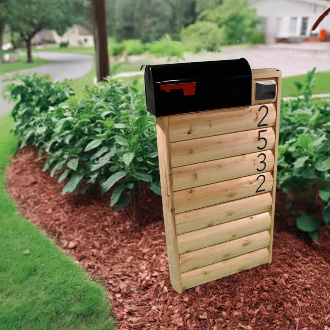 Solid Cedar Wood Log Mailbox Stand ~ Unfinished | Amish Handcrafted in ...