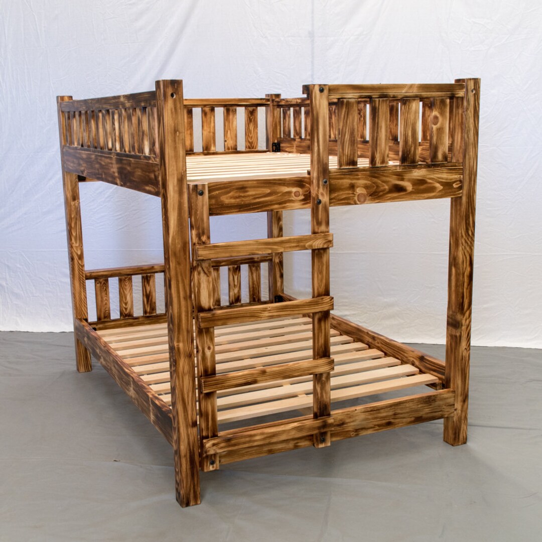 Handmade Solid Wood Bunk Bed ~ Twin Over Twin ~ Torched | Farmhouse ...