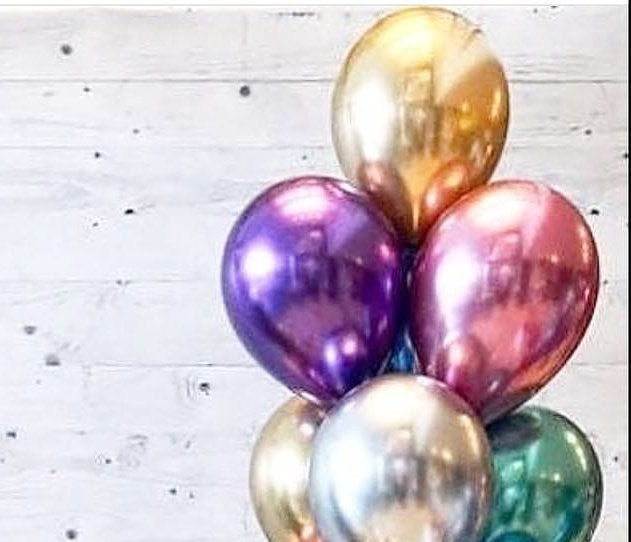 5 Chrome Balloons, Metallic, Shiny Latex Balloons 7", Birthday Bride ...