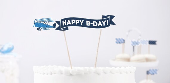 Cake Topper Little Planet Happy Birthday Baby Blue Navy 1st | Etsy