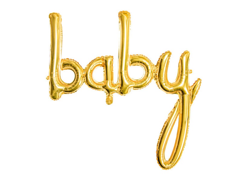 Baby Girl Gold Balloon Bouquet, Gold Script, Baby Shower Party, Baby ...