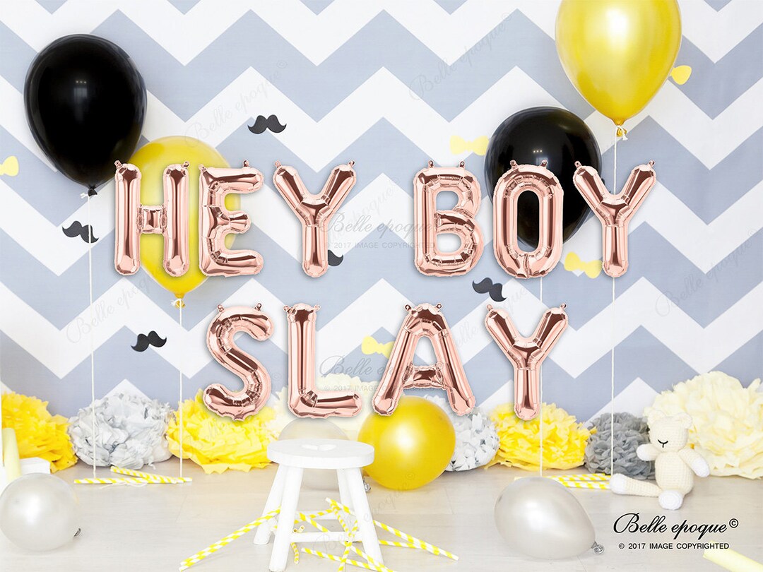 HEY BOY SLAY Rose Gold Balloons Engaged Gold Silver - Etsy