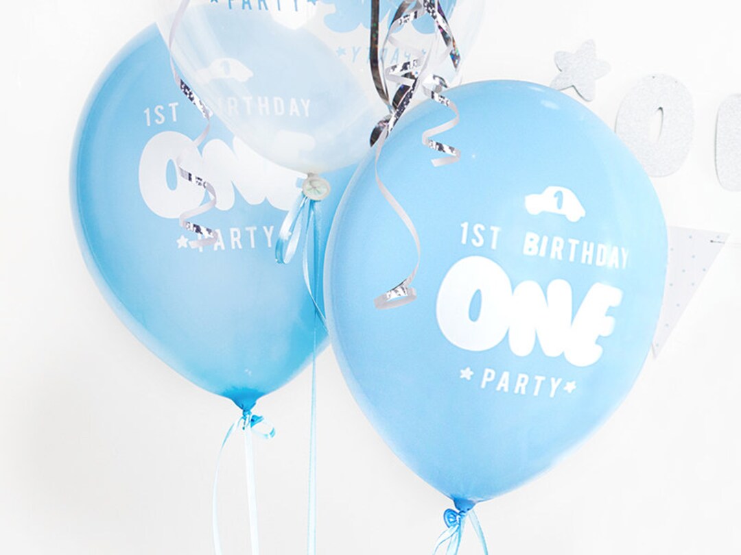 One Balloons 11" Latex, Kids Party Balloons, Blue Balloon Bouquet ...