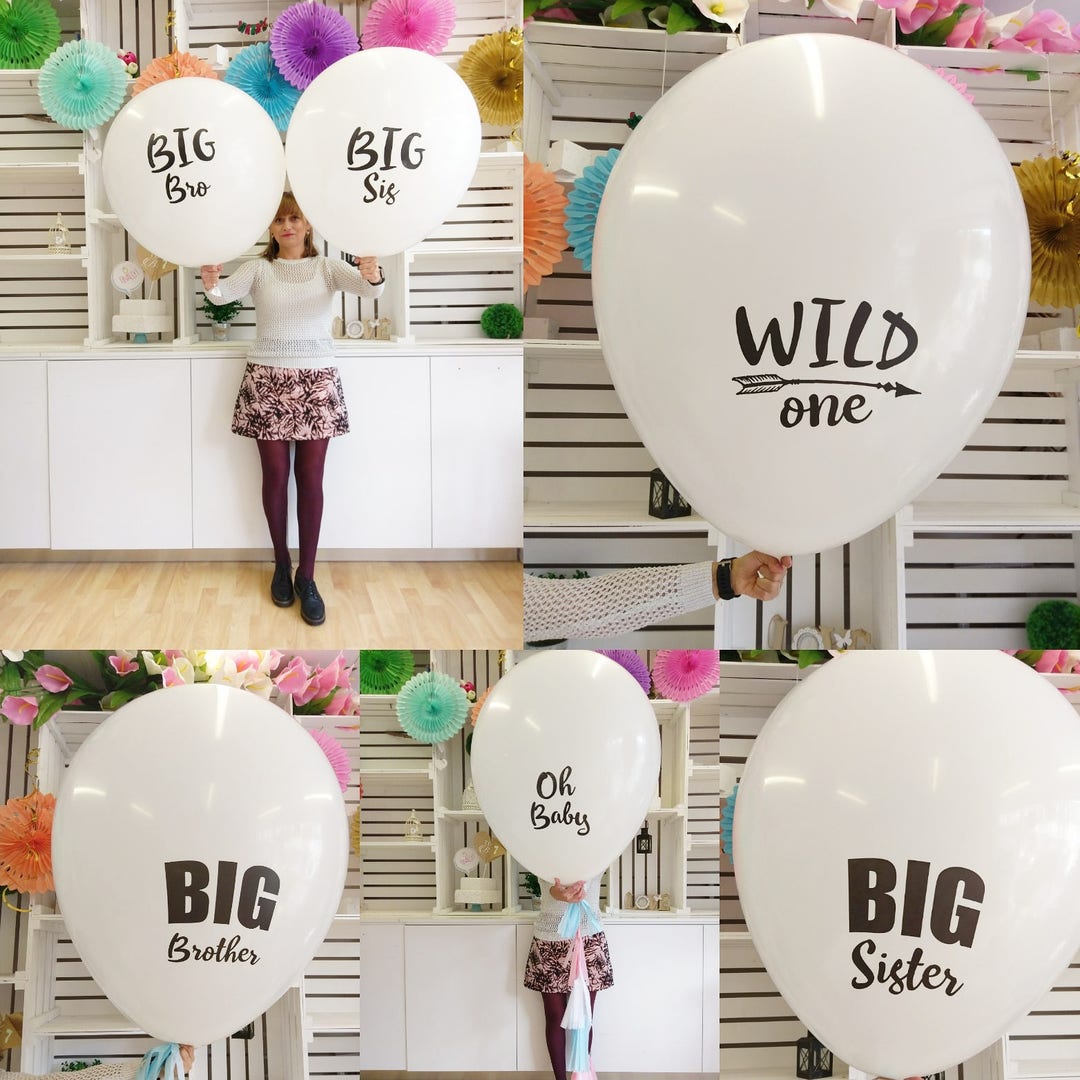 Big Sister, Big Sis, Big Bro, Giant Balloon Baby Shower | Gender Reveal ...