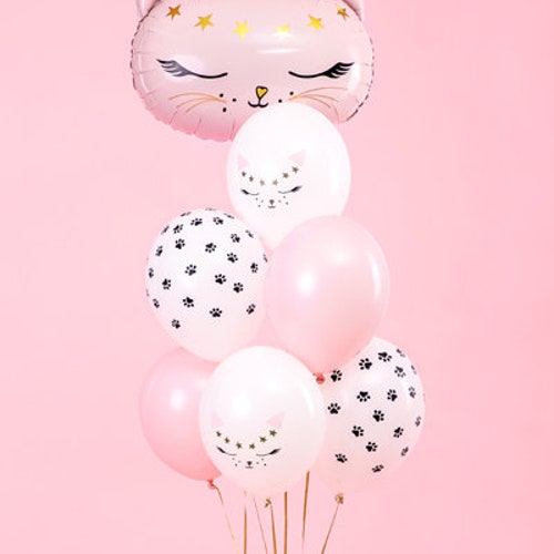 Pink Cat Balloons Kids Party Decorations Happy Birthday Magic - Etsy