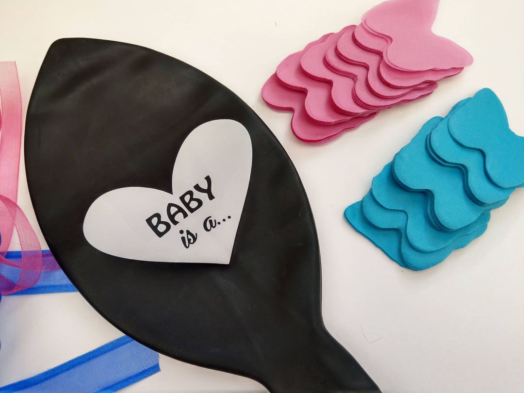 Gender Reveal Balloons, Baby is A, Blue Pink Confetti, Gender Reveal ...