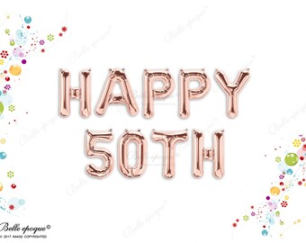FIFTY AF Letter Balloon Banner Gold Rose Gold Silver - Etsy