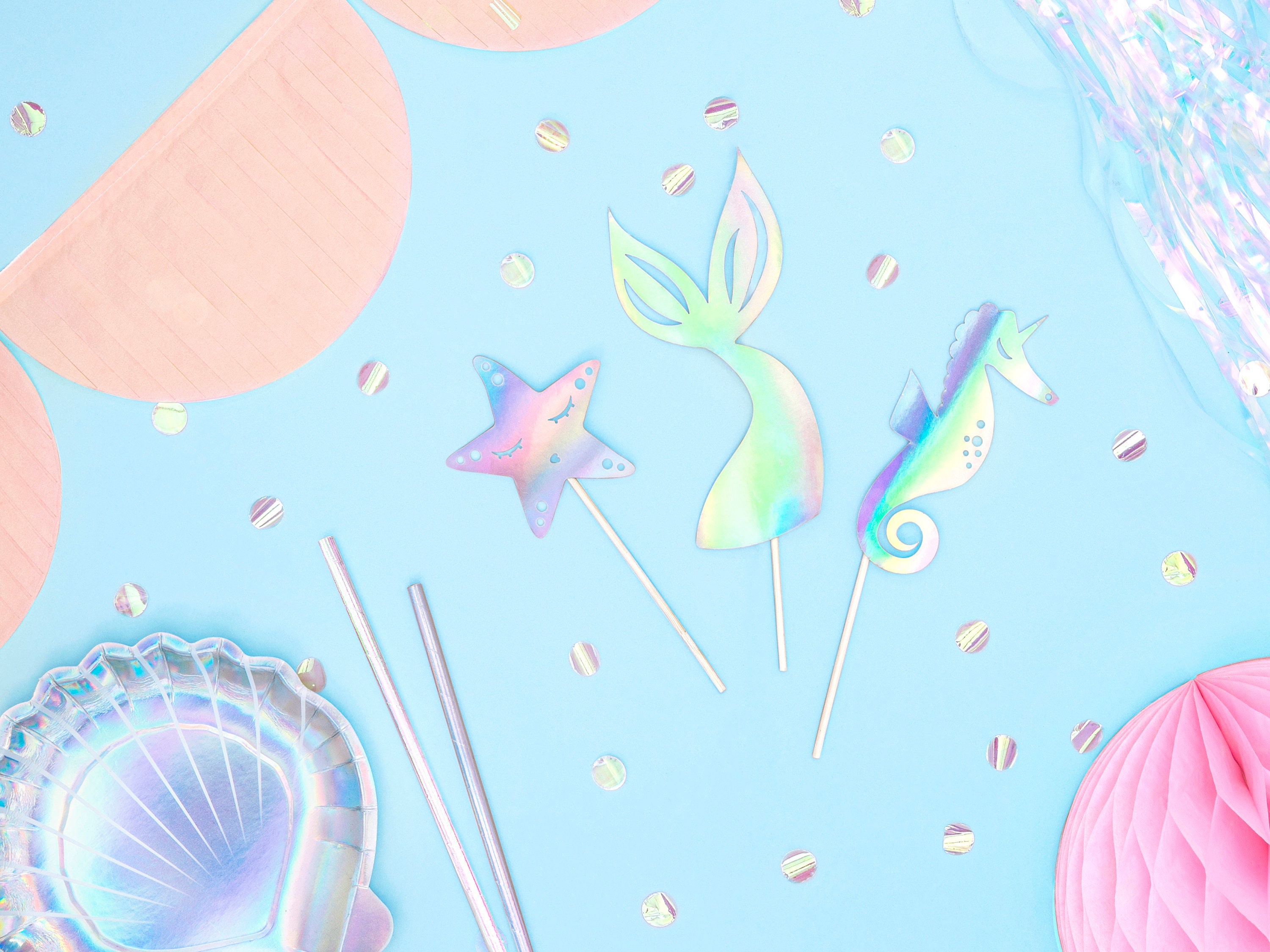 Cake Toppers Mermaid Happy Birthday Baby Blue Turquoise Purple Sea ...
