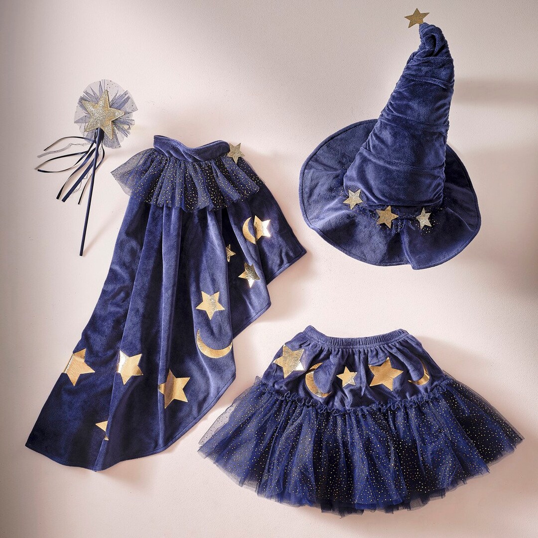 Navy Velvet Wizard Costume Skirt Tutu Cape Wand Hat Halloween - Etsy