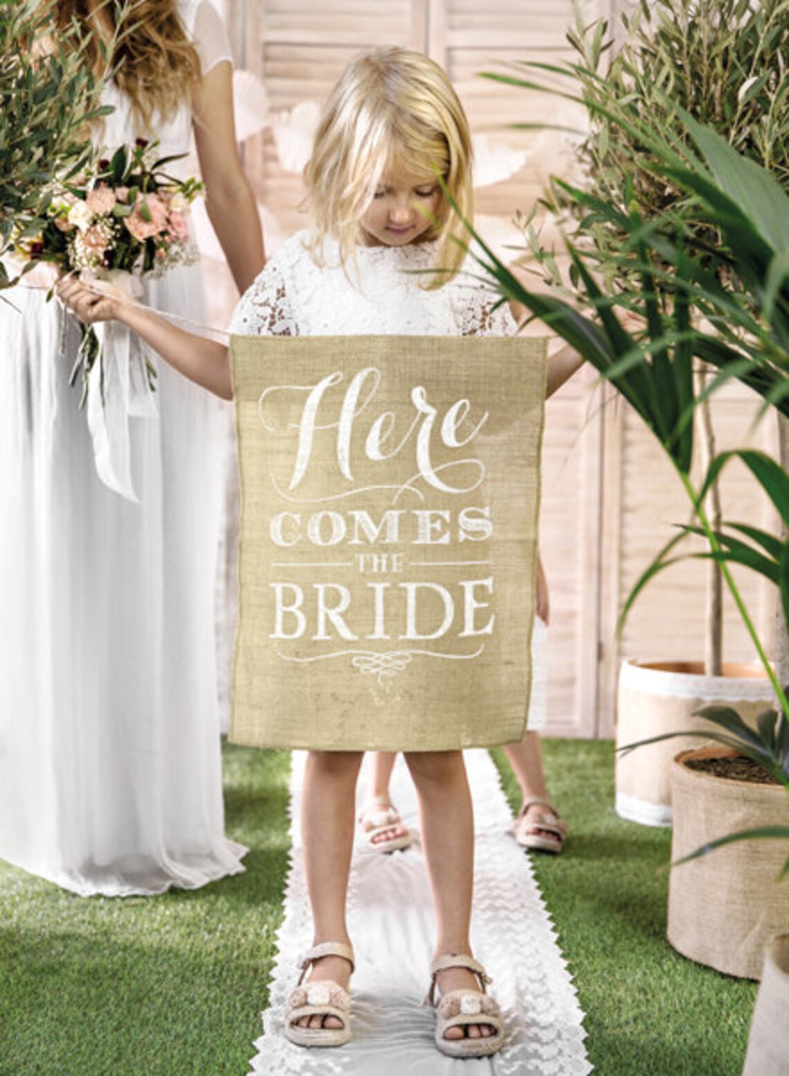 Here Comes the Bride Banner Wedding Aisle Sign Hessian | Etsy