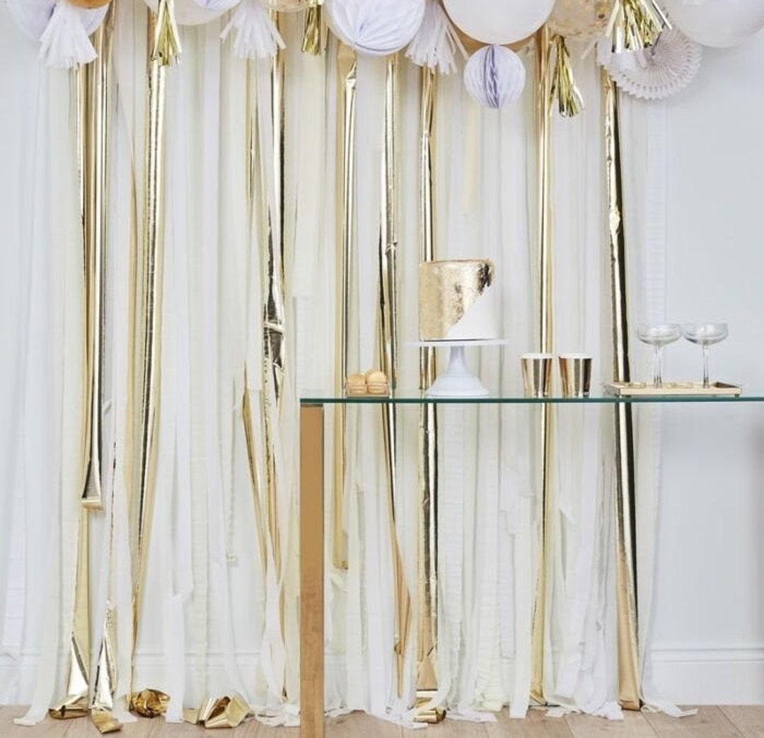 Gold Metallic Party Streamers, Paper Crepe, Wedding Decorations Baby ...