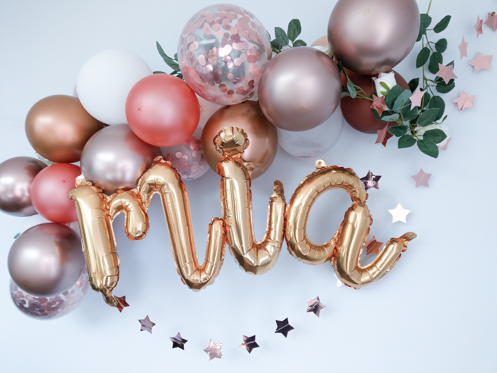 Rose Gold Arch Custom Name Balloons Chrome Copper White Gold | Etsy