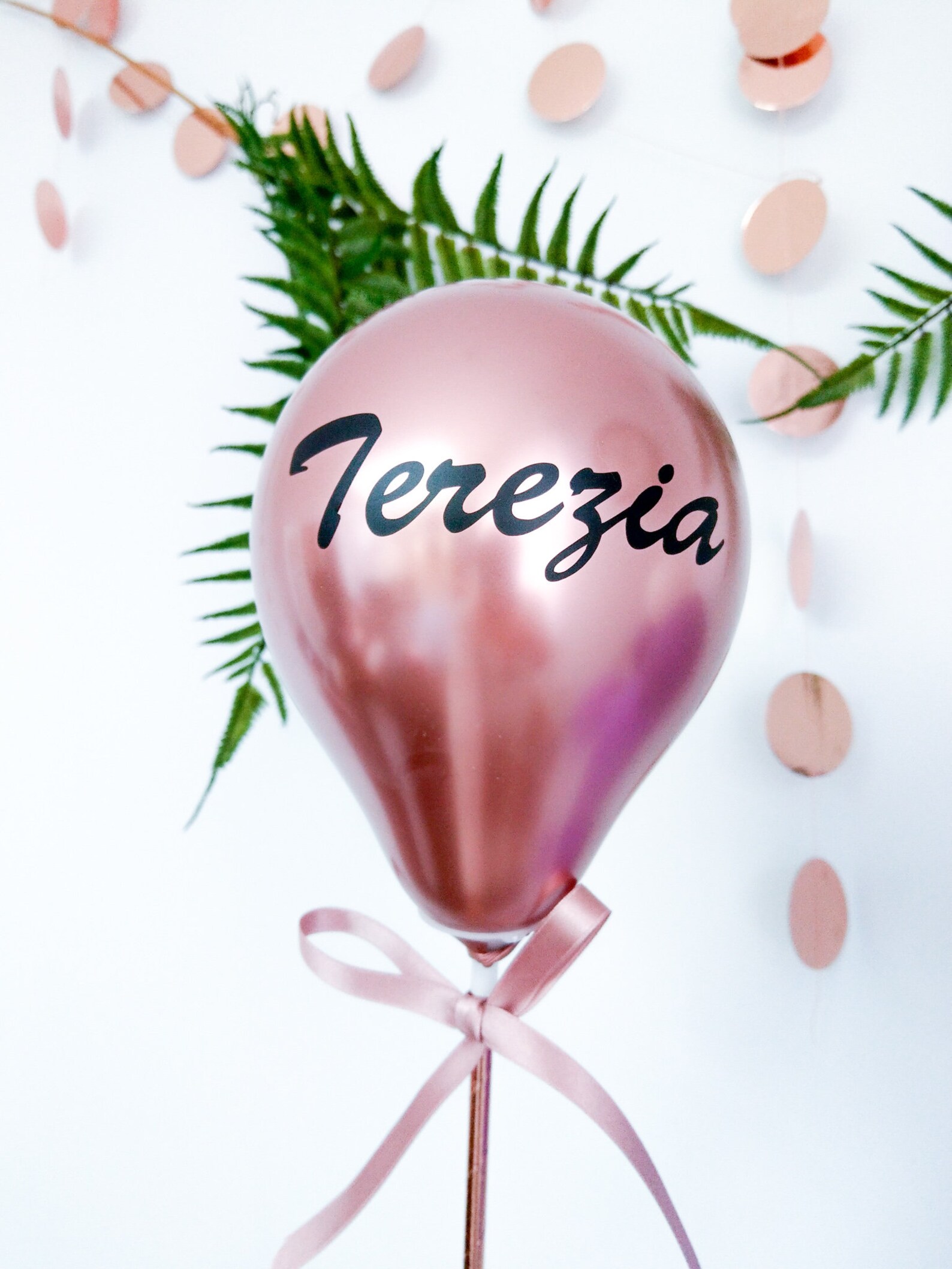 Custom Name Balloon Cake Topper Chrome Rose Gold Personalized Vinyl ...