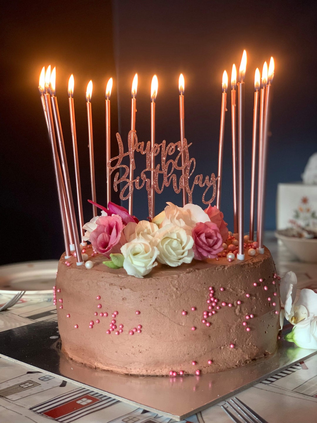 Rose Gold Candles, Happy Birthday Candles, Party Decorations, Girls ...