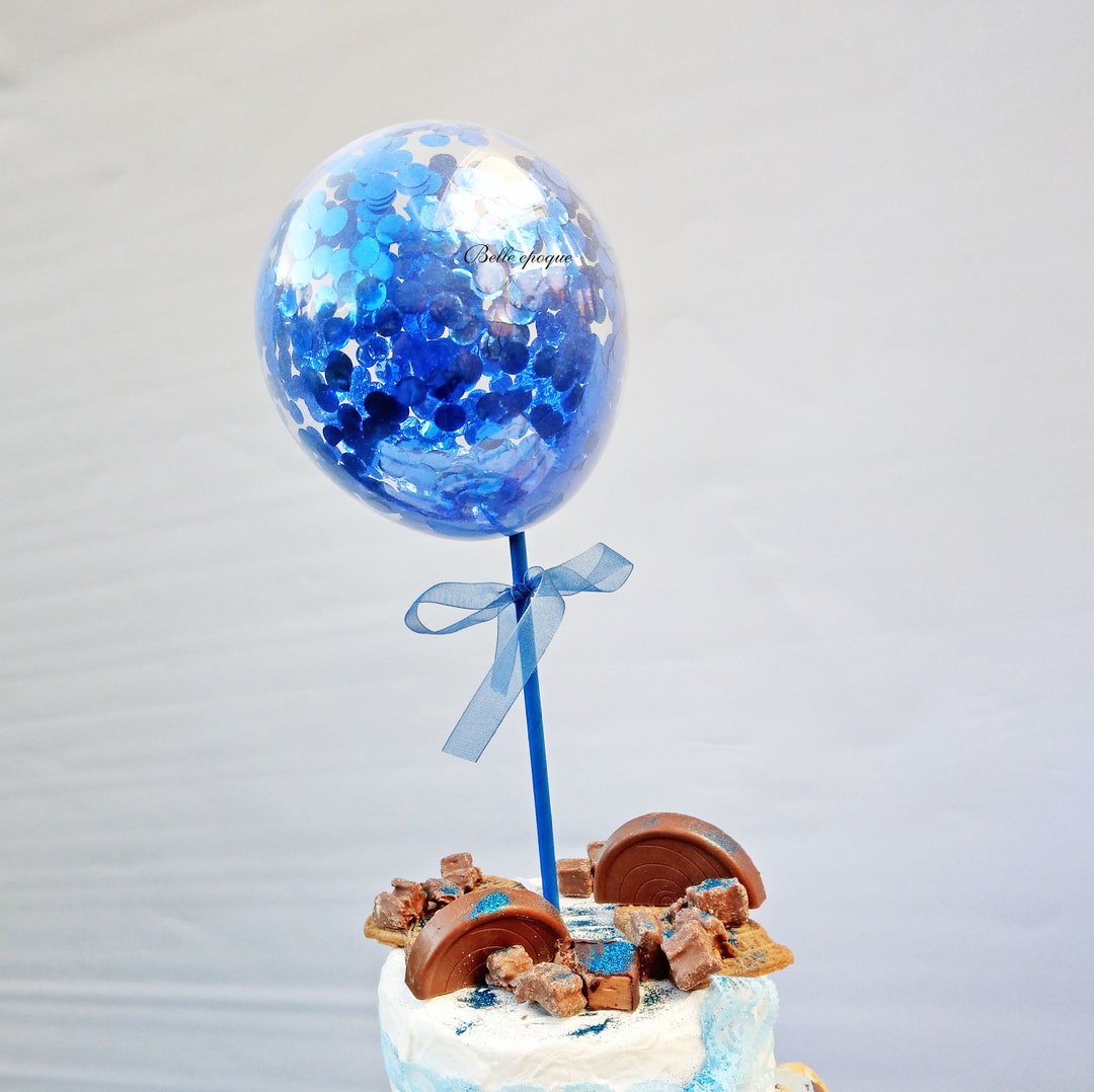 Royal Blue Confetti Cake Topper Balloons 5" Party Balloon Bouquet ...