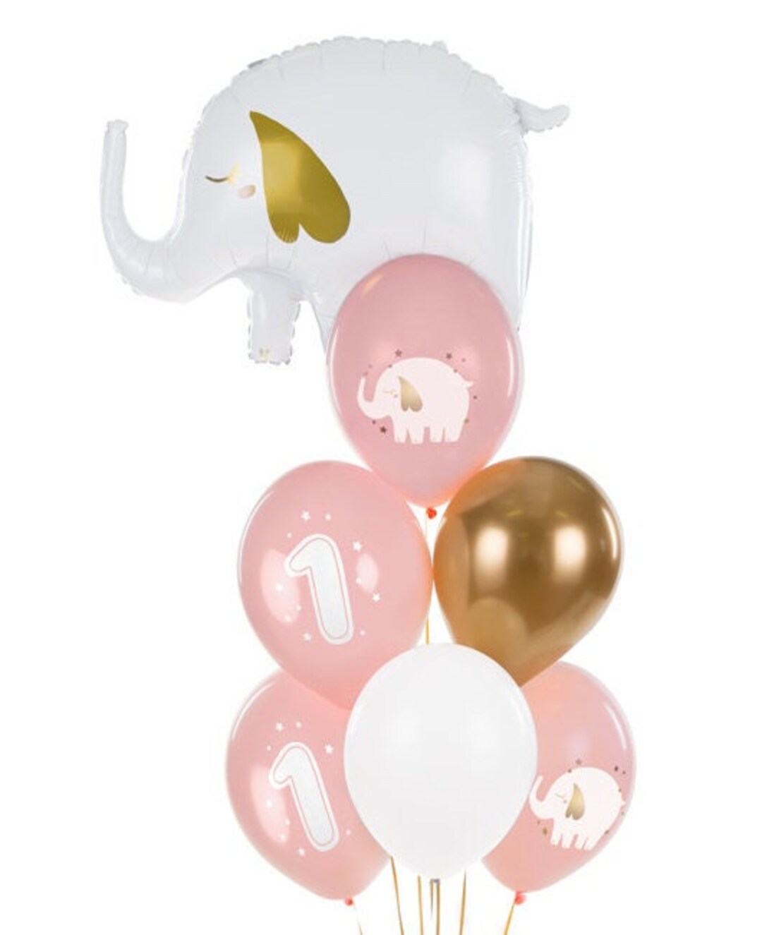 Pastel Pink Elephant Balloons Bundle Bunch Bouquet Happy Birthday Kids ...