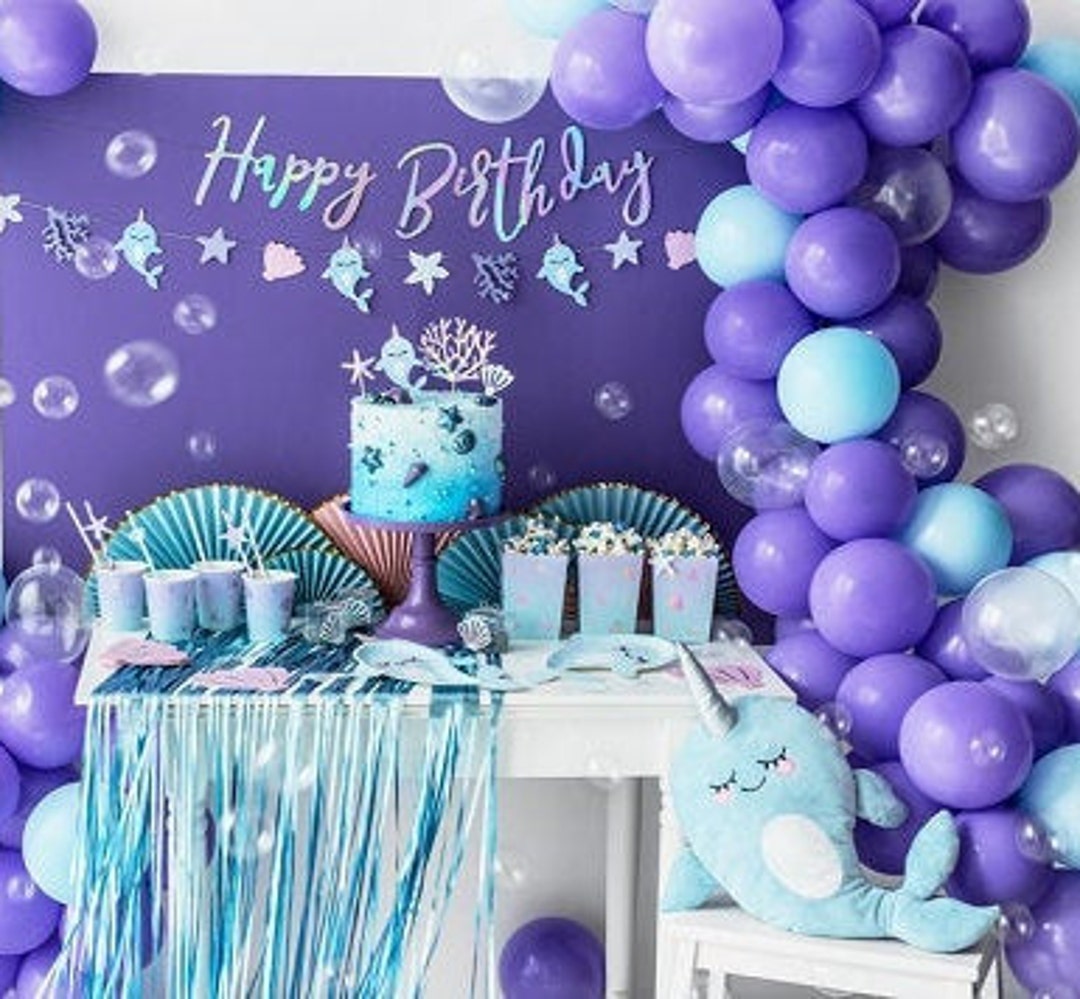 Mermaid Balloon Arch Kit, Under the Sea, Purple Balloons, Clear ...