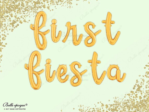 FIRST FIESTA Letter Balloons Gold Balloons Cursive | Etsy