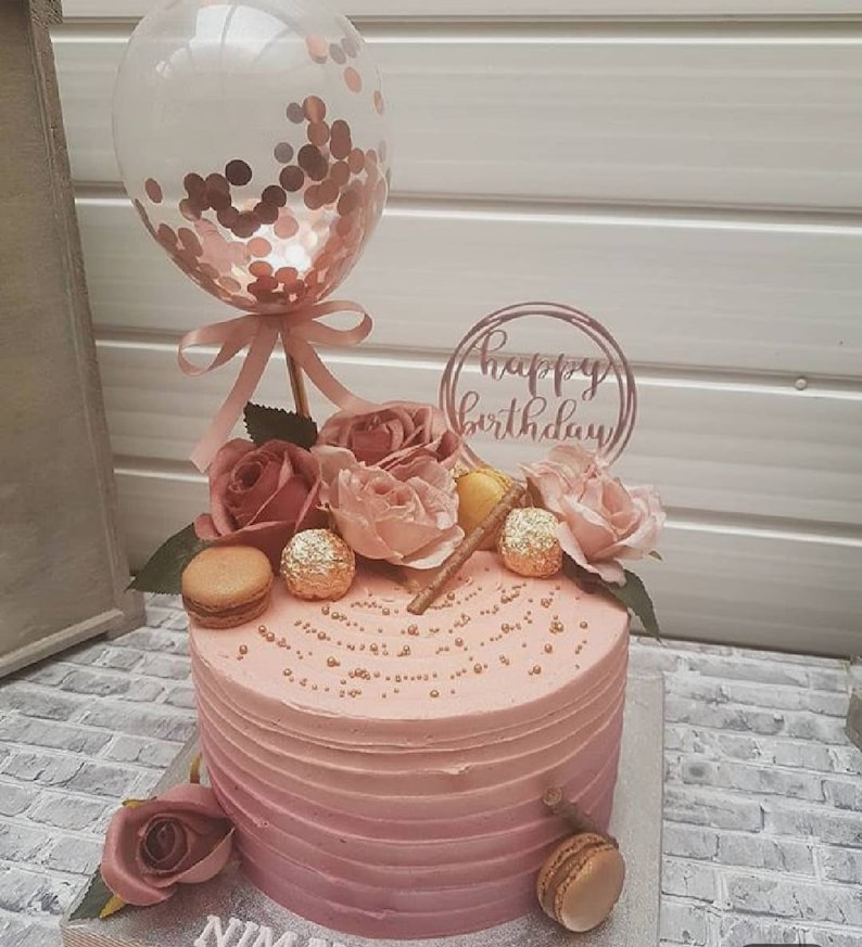 Rose Gold Balloon Cake Topper Confetti Balloon Topper - Etsy Canada
