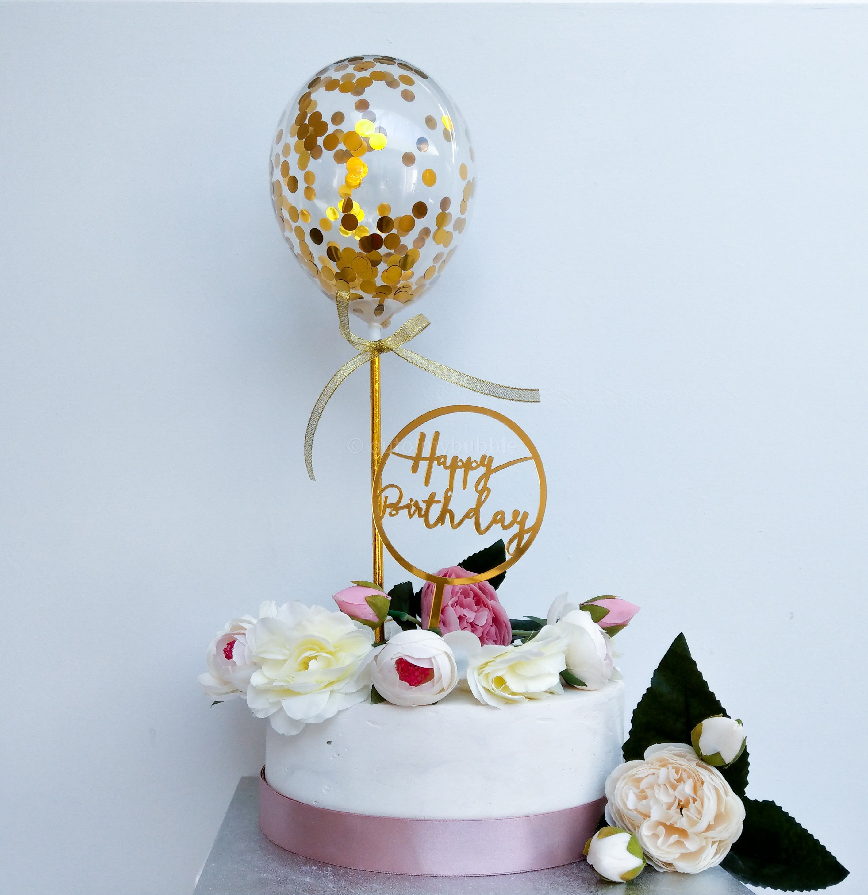 Gold Balloon Cake Topper Confetti Balloon Topper - Etsy UK