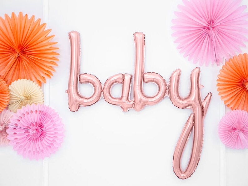 Baby Script Balloon, Rose Gold Script, Party, Wedding, Baby Shower ...