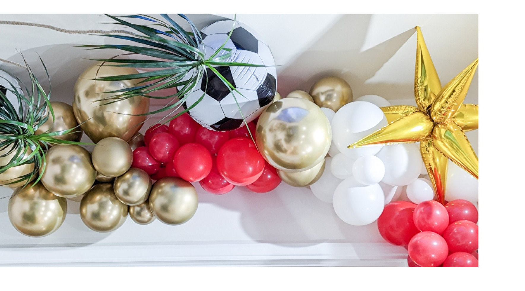 Football Balloons Garland Arch 11 Red White Gold Chrome Happy Birthday ...