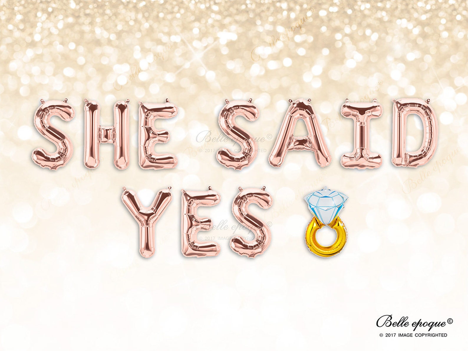 SHE SAID YES Balloons | Rose Gold Balloons | Gold Silver Balloons ...