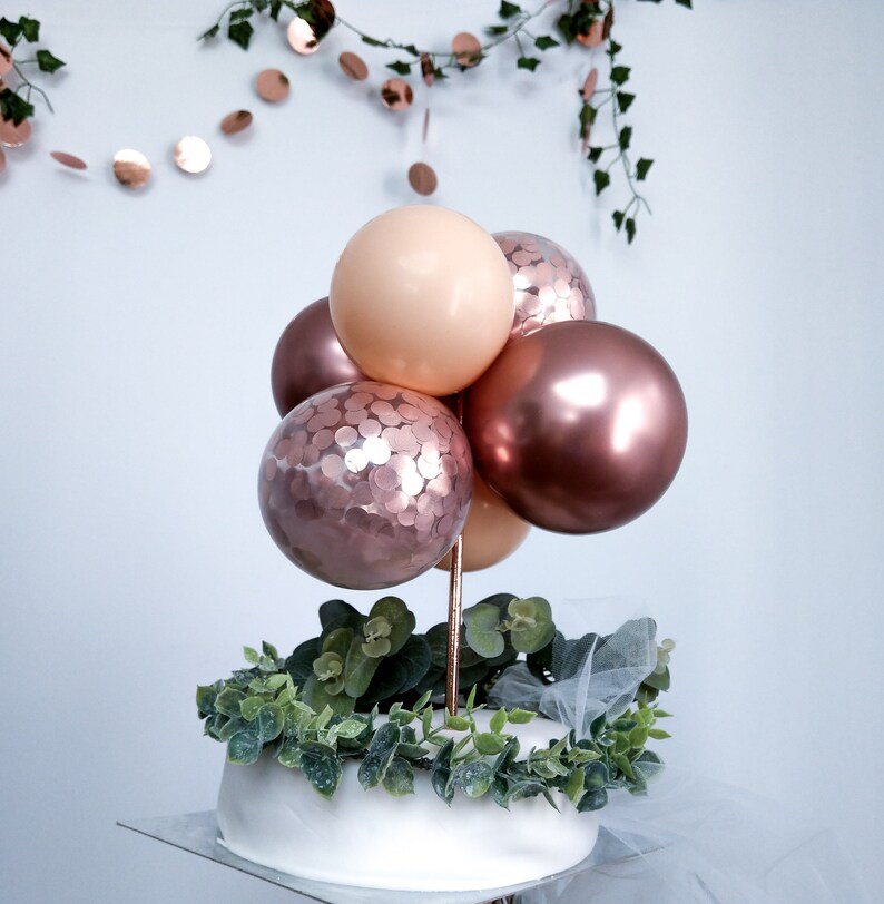 Rose Gold Balloon Cake Topper Garland Confetti 5" Chrome Garland ...