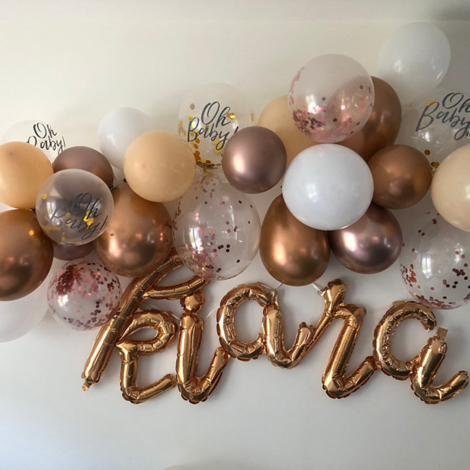 Rose Gold Arch Custom Name Balloons Chrome Copper White Gold | Etsy UK