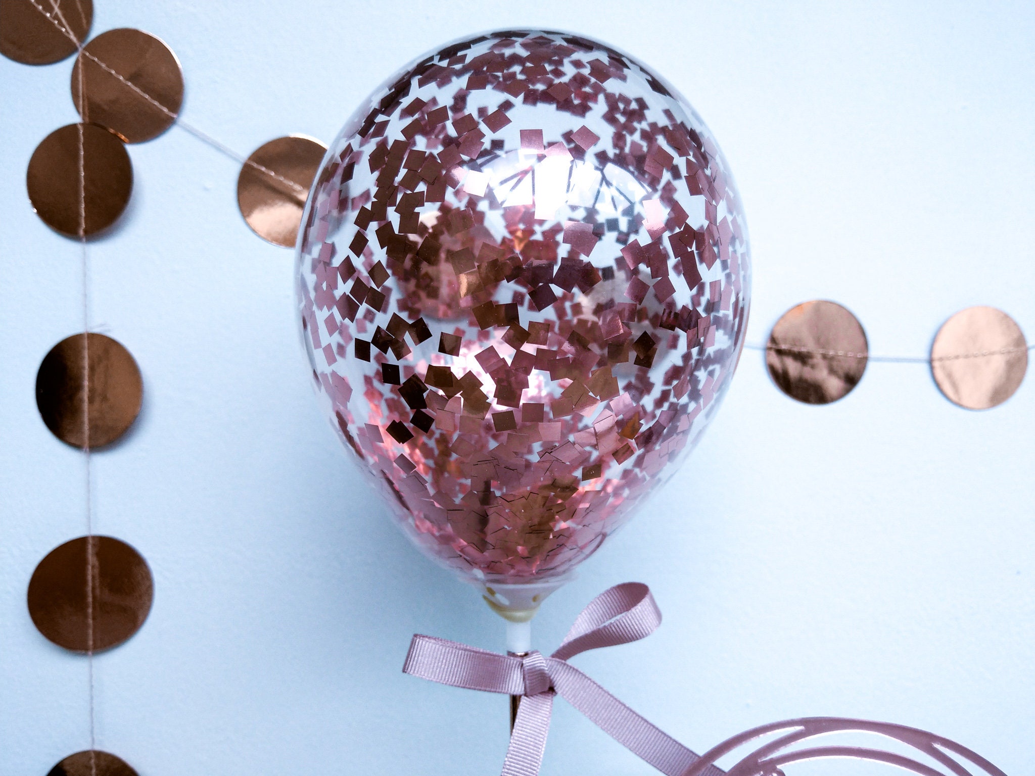 Rose Gold Balloon Cake Topper Confetti Balloon Topper | Etsy UK