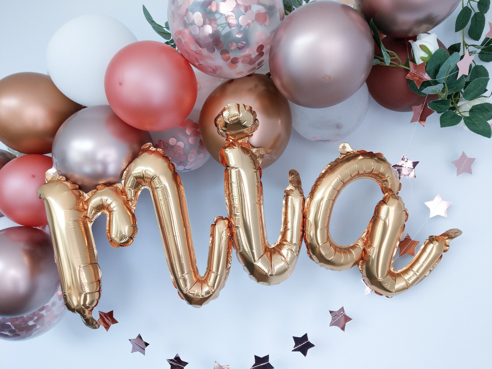 Rose Gold Arch Custom Name Balloons Chrome Copper White Gold | Etsy UK