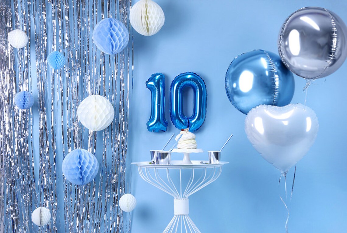 Balloons 16 Foil Blue Balloons Numbers Happy - Etsy