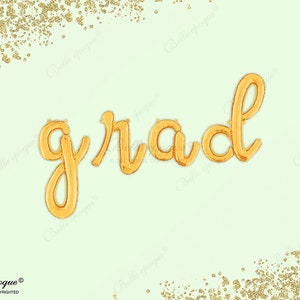 GRAD Letter Balloons | Gold Balloons | Cursive Balloons | Party ...